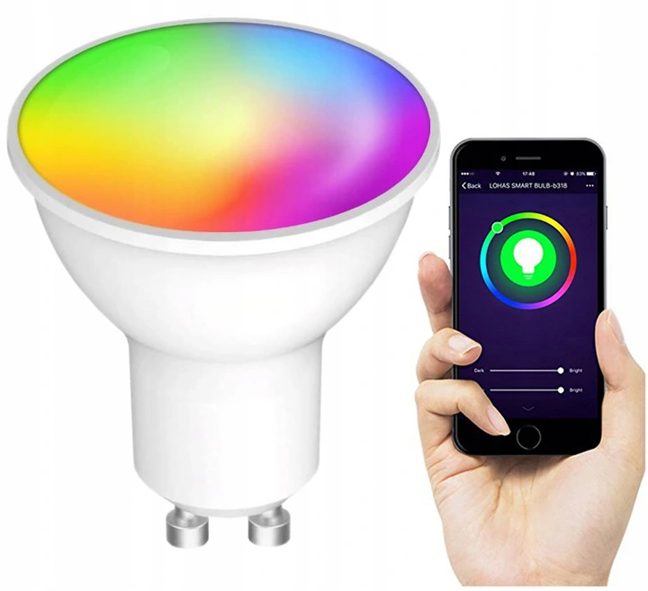 Żarówka LED GU10 RGB CCT + Biały WiFi TUYA SMART Inteligentna ...
