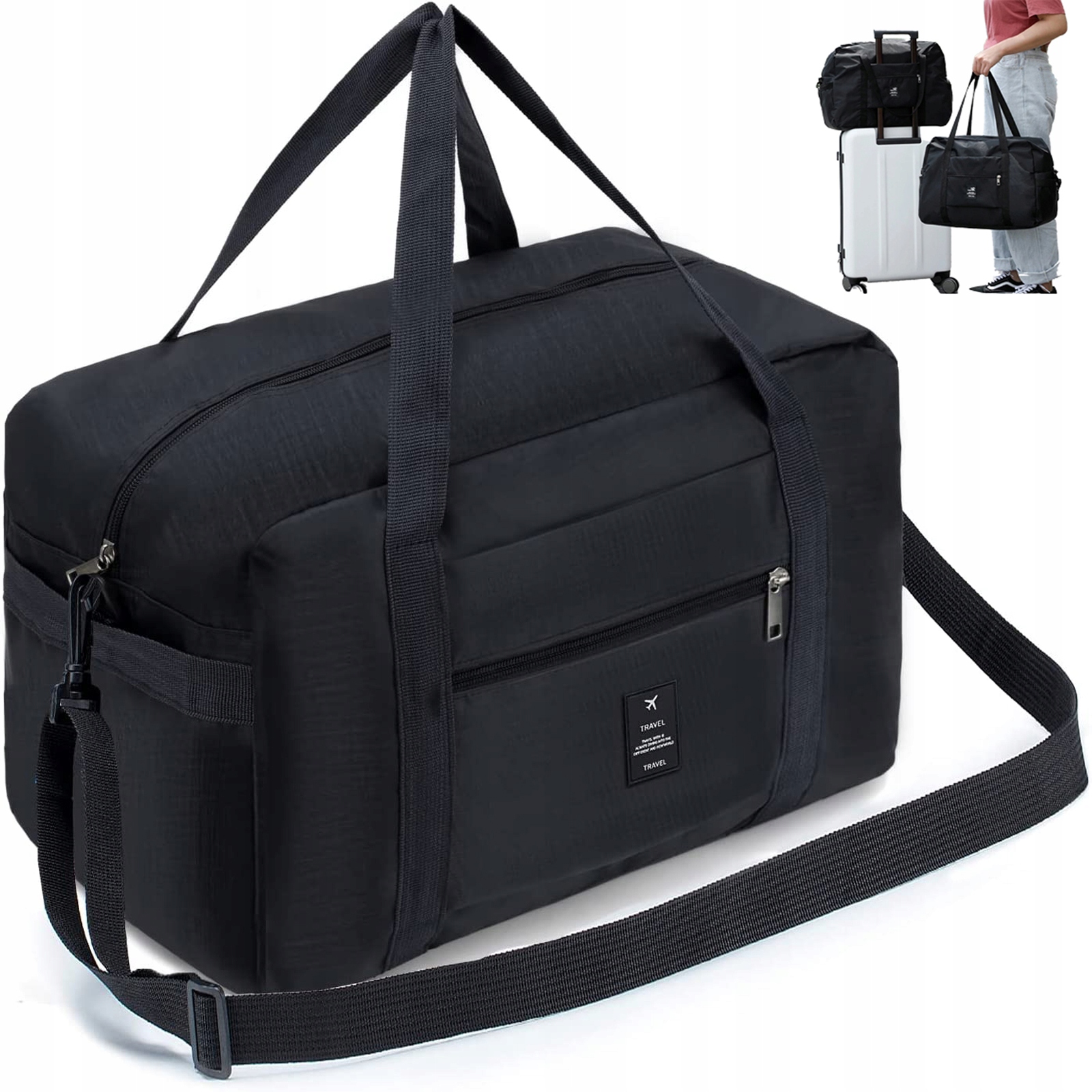 TORBA DO SAMOLOTU BAGAŻ PODRĘCZNY 40x20x25 CZARNY - Torba podróżna ...