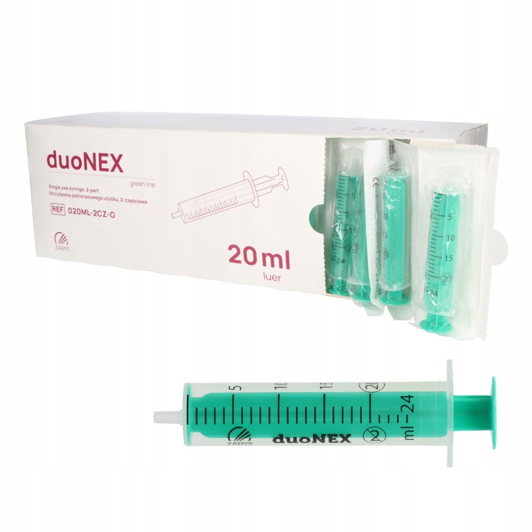 Fecskendő 2 részes 20 ml DuoNex Zarys 100 db zöld dugattyú za 2705 ...