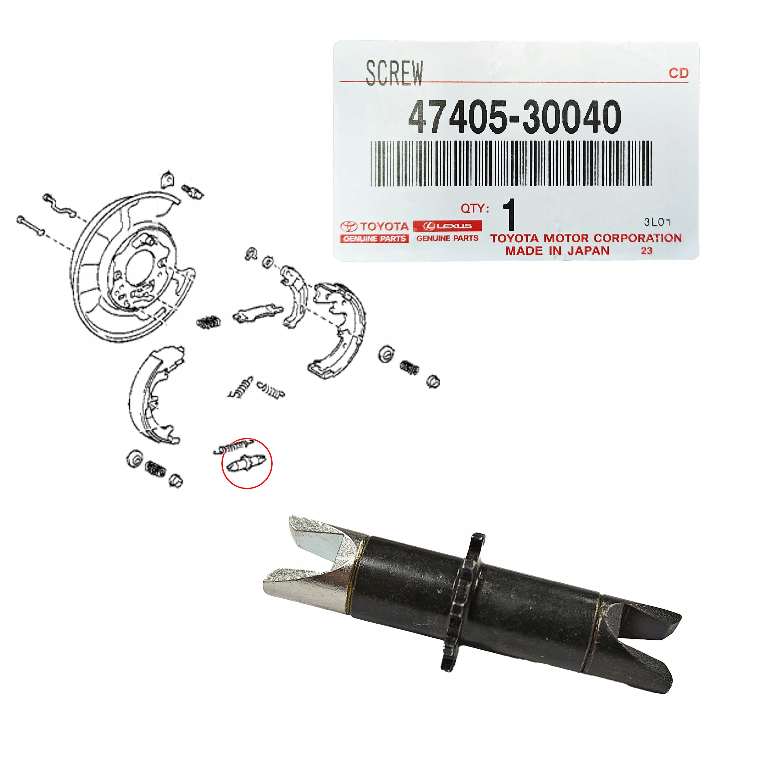 Samoregulator szczęk hamulcowych prawy Lexus IS200 IS300 RX400H OEM ...
