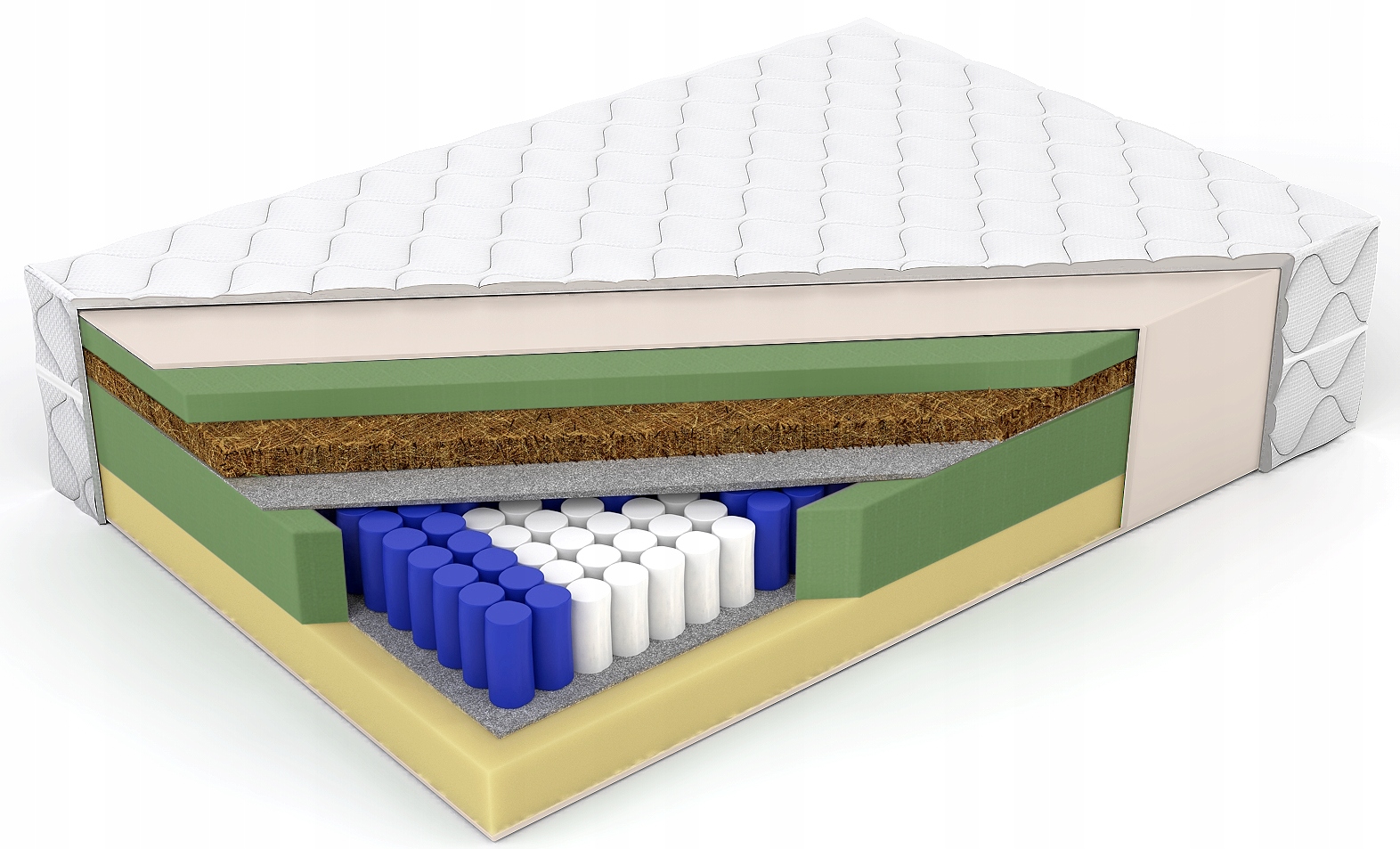 Materac 80x200 sprężynowy kieszeniowy KOKOS VISCO NIEROLOWANY - BONGO ...