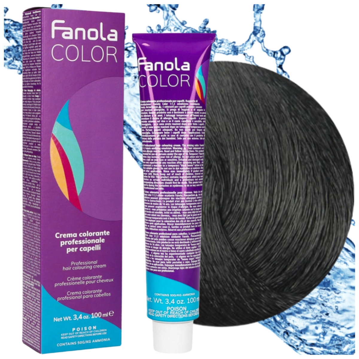 Farba do Włosów FANOLA 1.0 CREMA COLORE Profesjonalna Trwała 100 ML ...