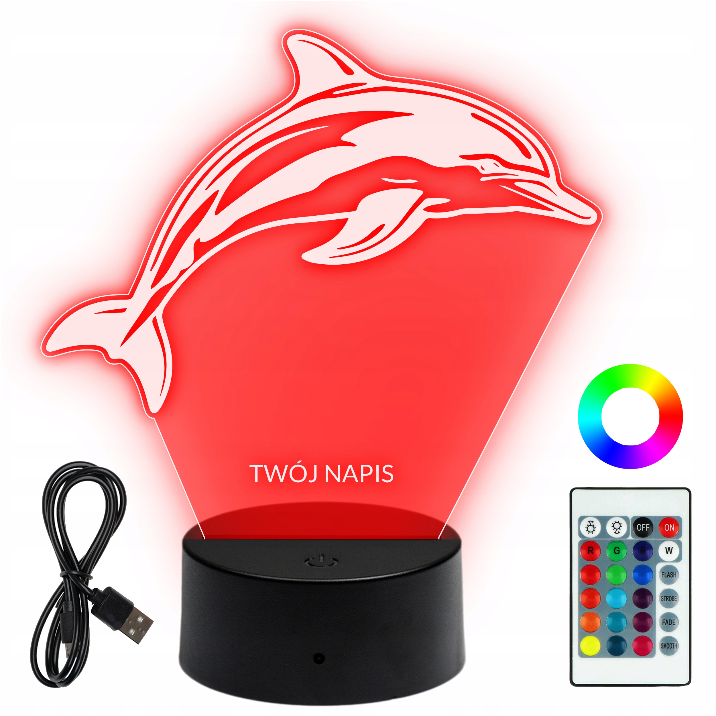 Lampka Statuetka RGB LED 3D Deflin Delfinek Ssak Woda (5906067472628 ...