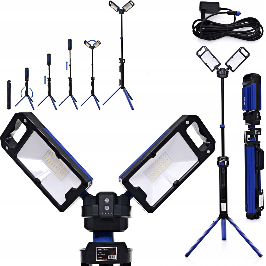LAMPA BUDOWLANA LATARNIA 2x HALOGEN LED 6 TRYBÓW 5000Lm 4000 mAh 2 ...