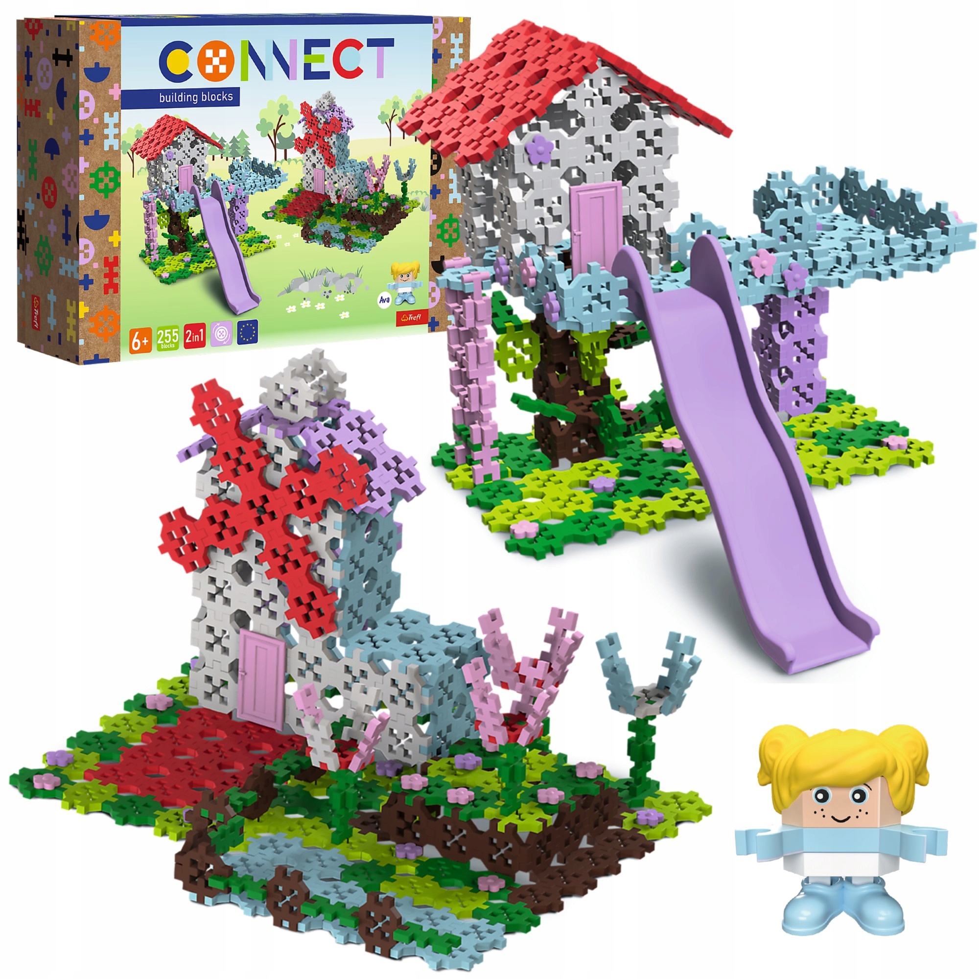 Sada kostek Trefl Connect 2v1 - Domeček na stromě / Větrný mlýn 61978 ...