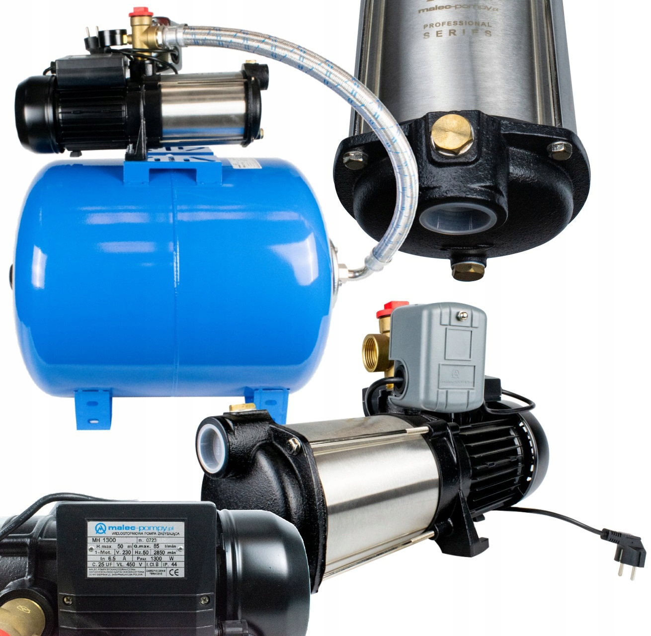 ZESTAW HYDROFOROWY 100L POMPA WIELOSTOPNIOWA MH MHI 1300 HYDROFOR CICHA ...