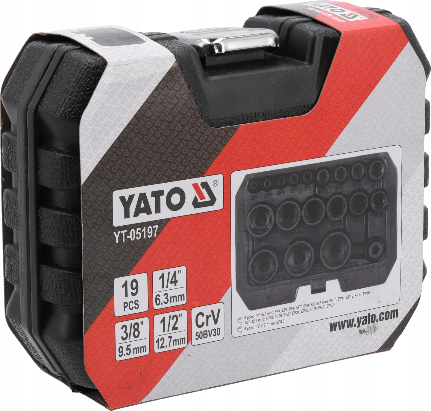 YATO ZESTAW NASADEK ZEWNĘTRZNYCH TORX PLUS 1/4 3/8 1/2'' 19elEM YT ...