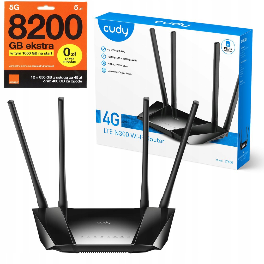 SZYBKI ROUTER NA KARTĘ SIM CUDY LT400 LTE 4G 300Mbps RUTER DO DOMU Wi ...