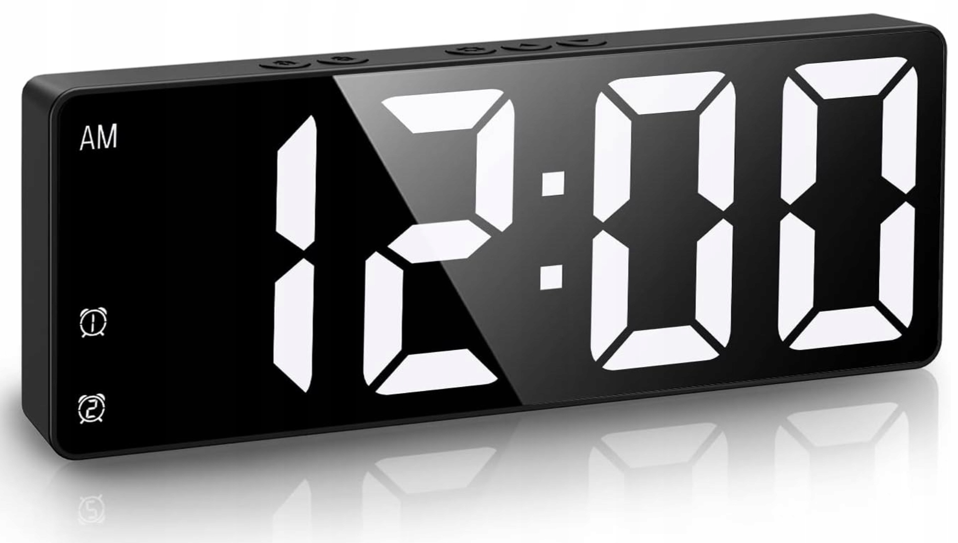 Duży Zegar Cyfrowy Budzik Elektryczny LED Czarny Duży Z Wieloma ...