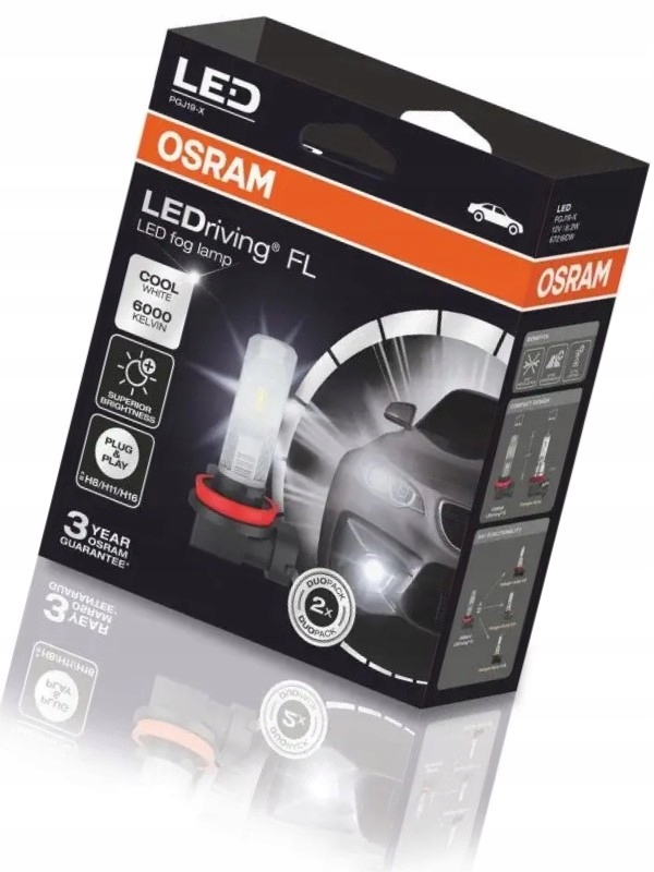 OSRAM ŻARÓWKA LED H8/H11/H16 12V 8.2W LEDRIVING 2 SZTUKI 4062172401890 ...