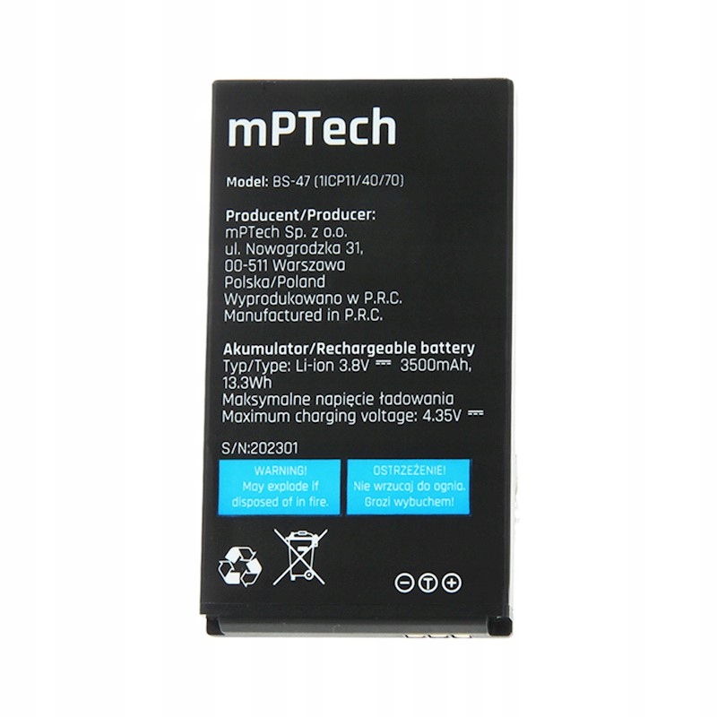 Oryginalna BATERIA 3500mah mptech BS-47 DO MYPHONE HAMMER Boost / Power - porównaj ceny - Allegro.pl