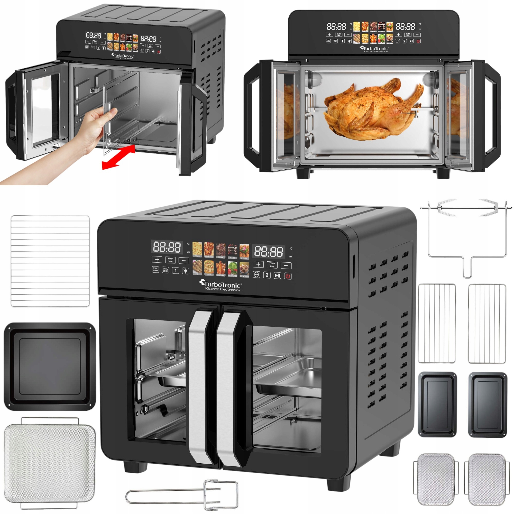 RÚRA 23L DEHYDRÁTOR TERMOOBEH GRIL RAŽEŇ NA VYPRÁŽANIE 2200W RAPID AIR ...