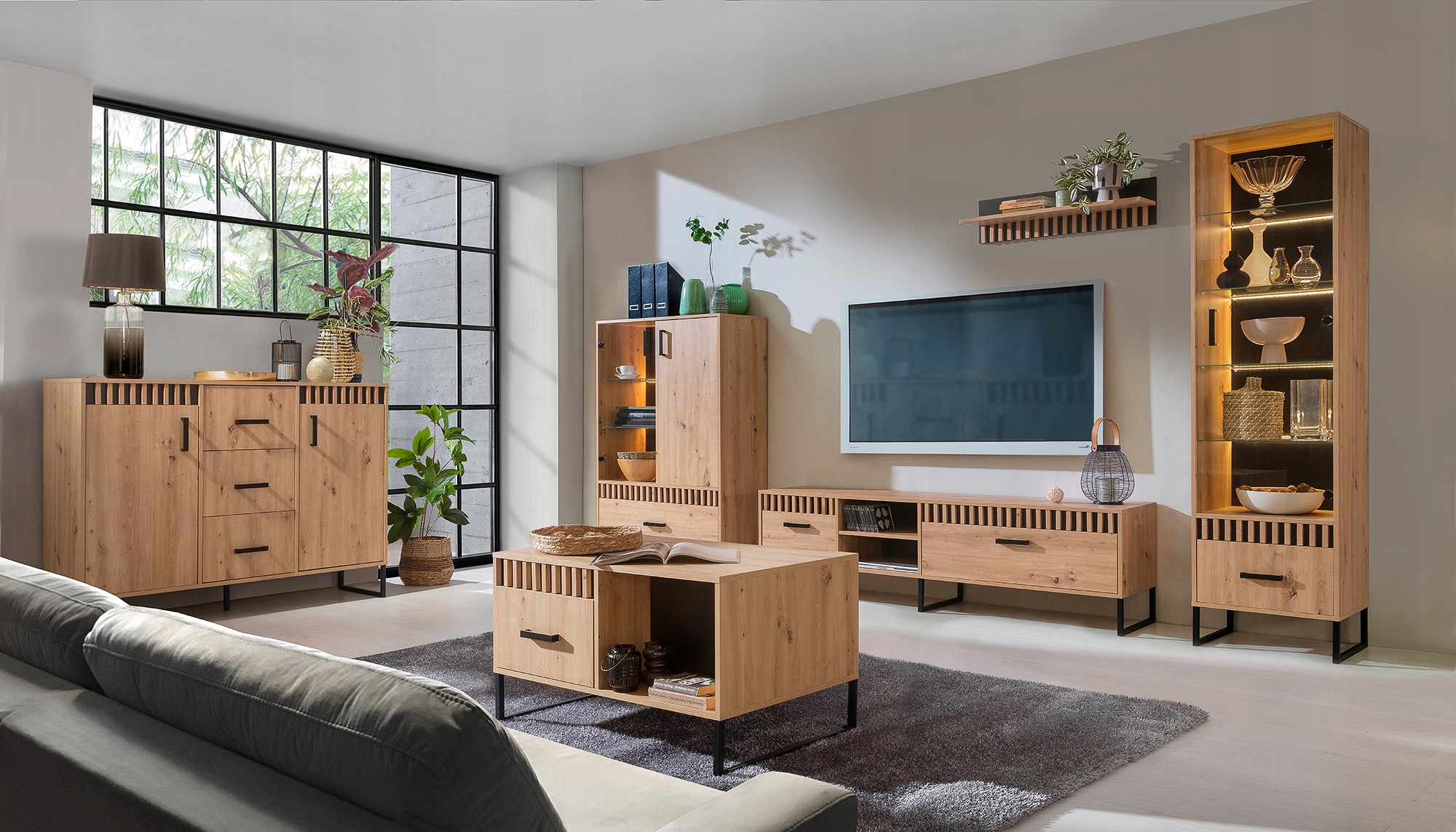 meble loft pokoju salonu witryna komoda Lamelix 1 (lamelix z1) • Cena, Opinie • Zestawy mebli ...