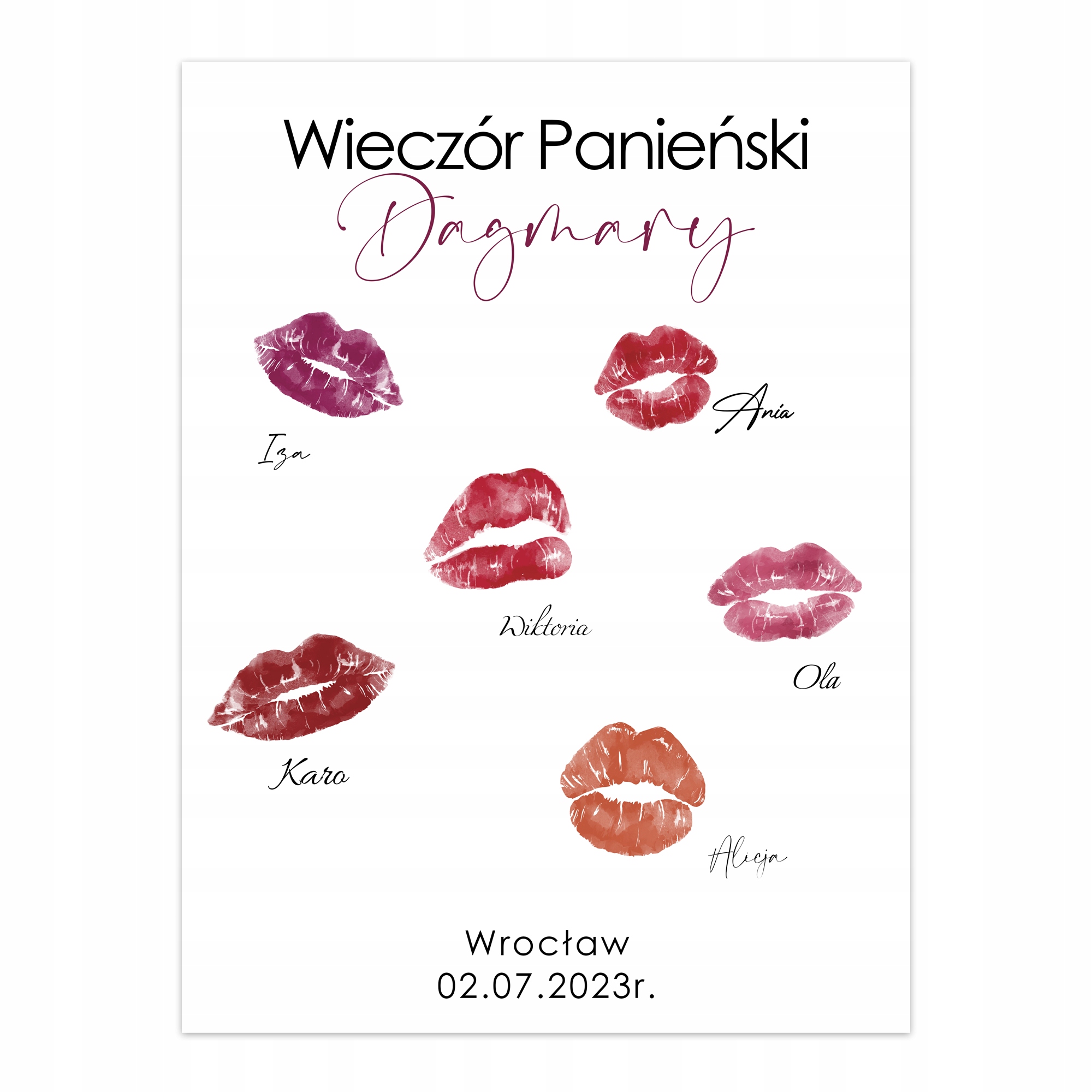 PLAKAT WIECZÓR PANIEŃSKI na odcisk ust A4 BUZIAKI • Cena, Opinie - Allegro