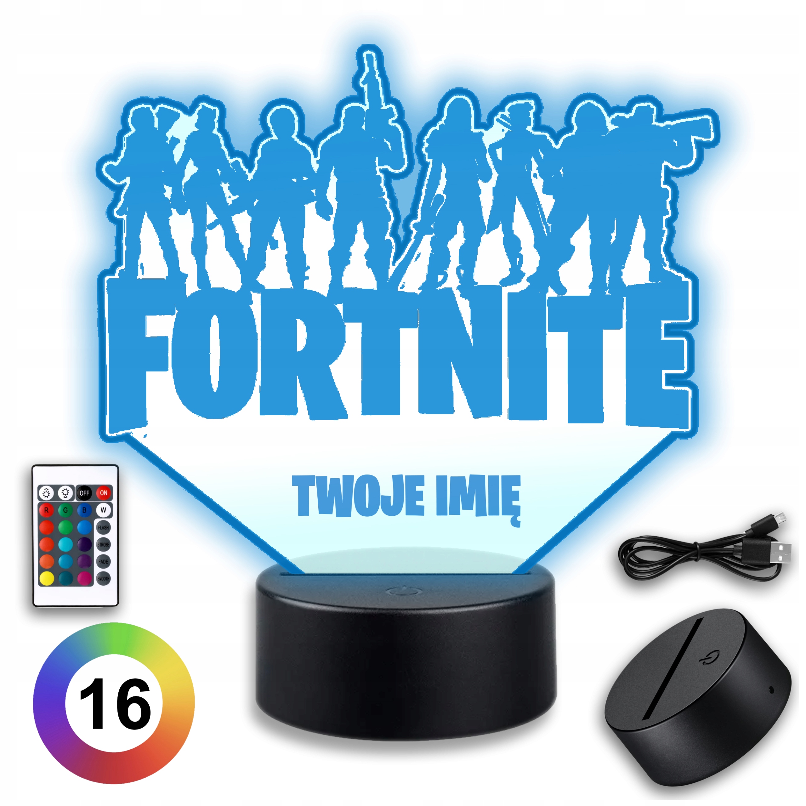 Fortnite Figurka Lampka Nocna Led Dla dzieci Na pilot USB Gadżet Dla ...
