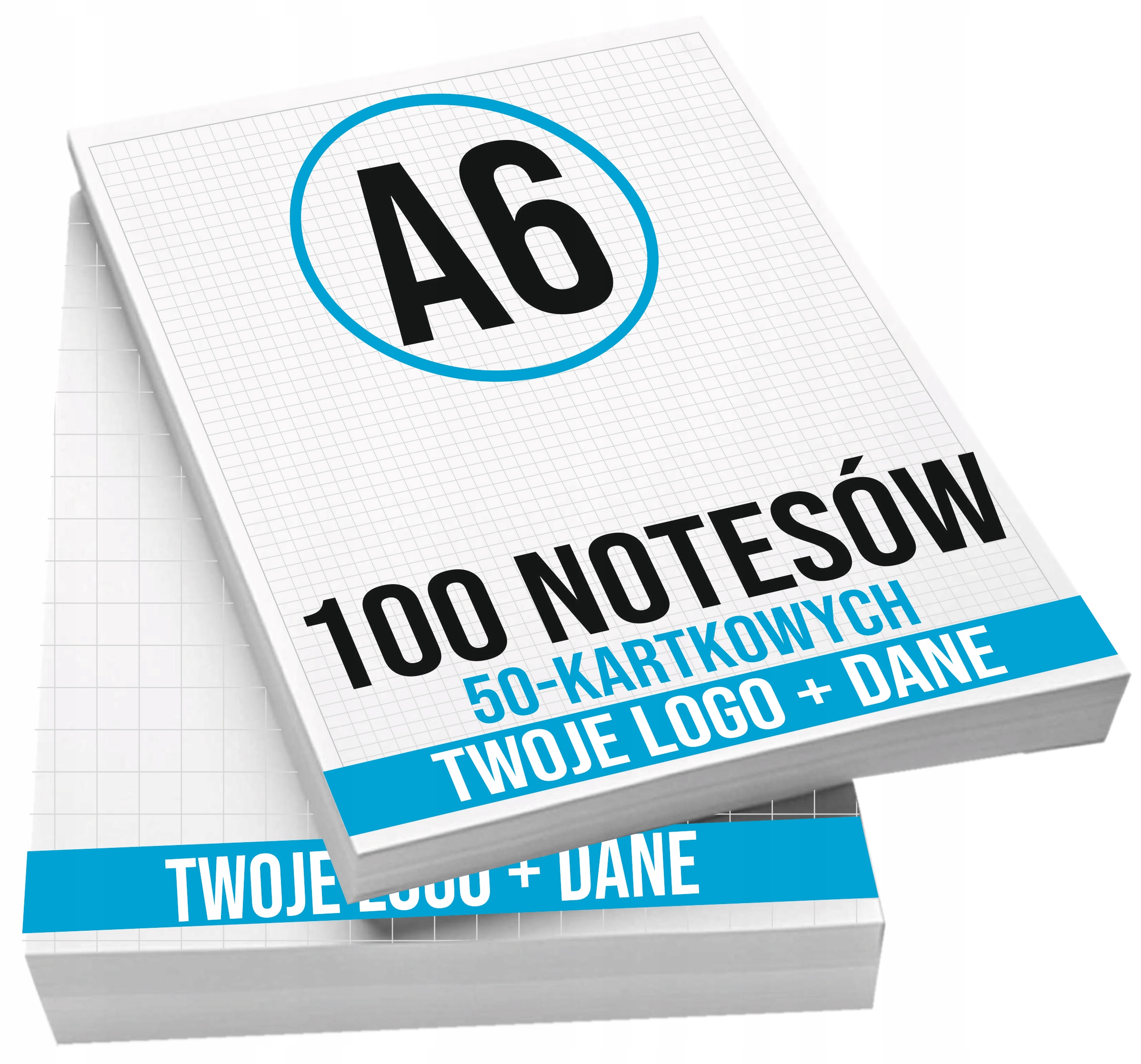 NOTESY klejone 50-kartkowe A6 BLOCZKI Reklamowe z NADRUKIEM Logo 100 ...