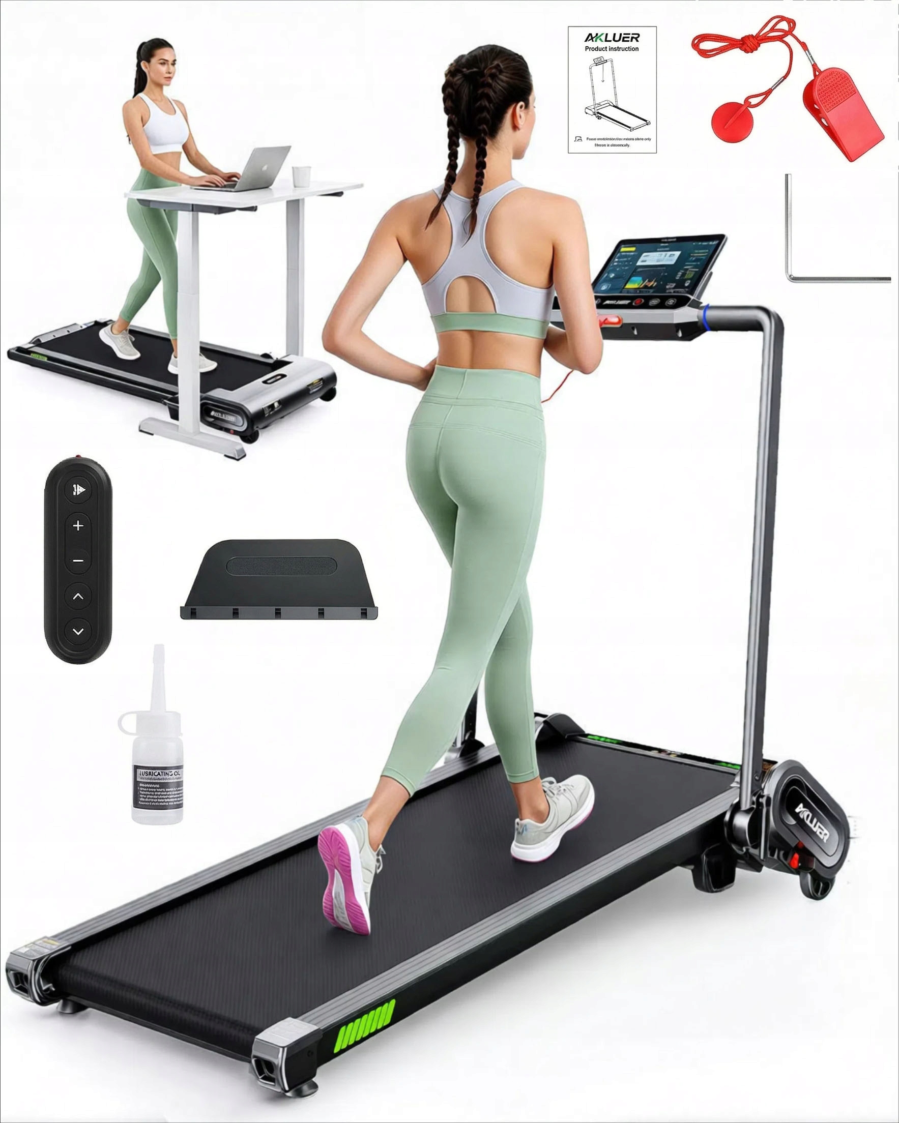 Akluer H1-B Walking Pad pochył Bieżnia 2.5HP 2.5HP, rozsah rychlosti 1 ...