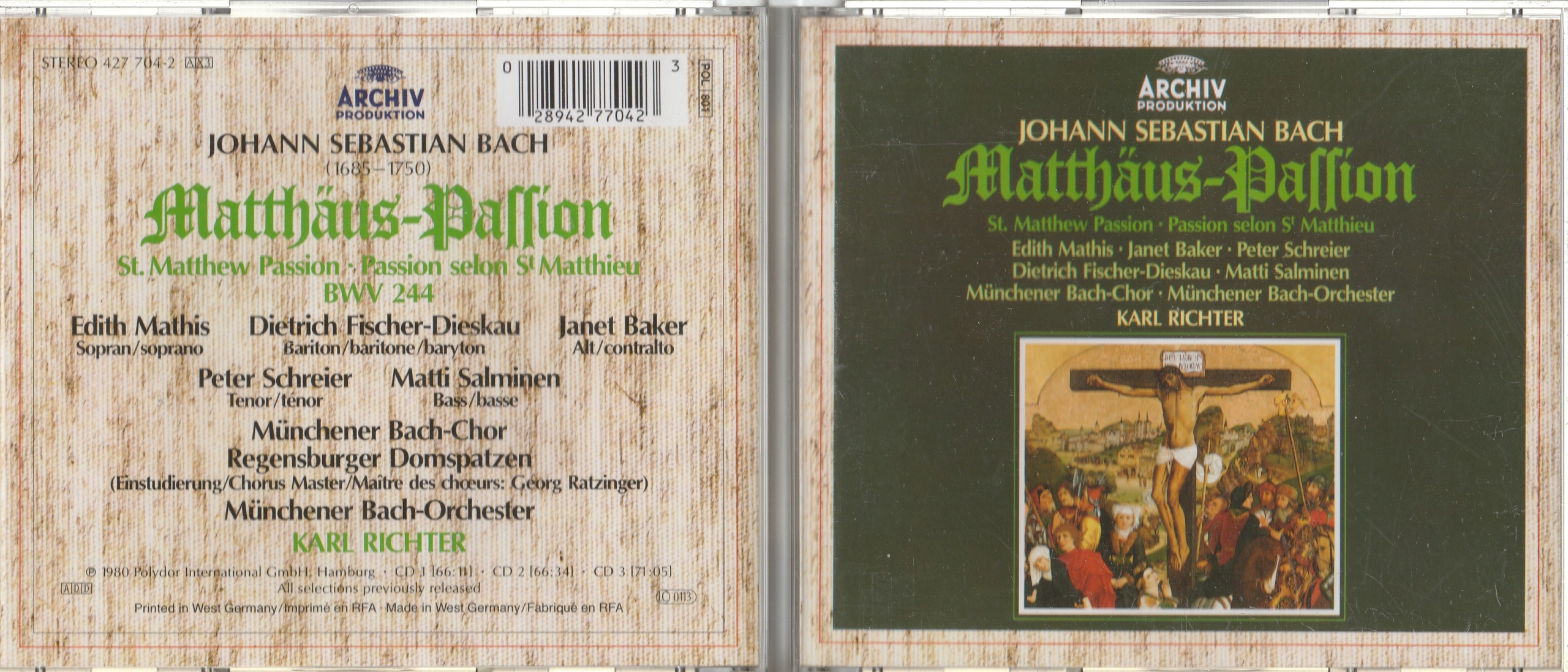Matthaus-Passion Edith Mathis, Janet Baker, Peter Schreier, Dietrich ...