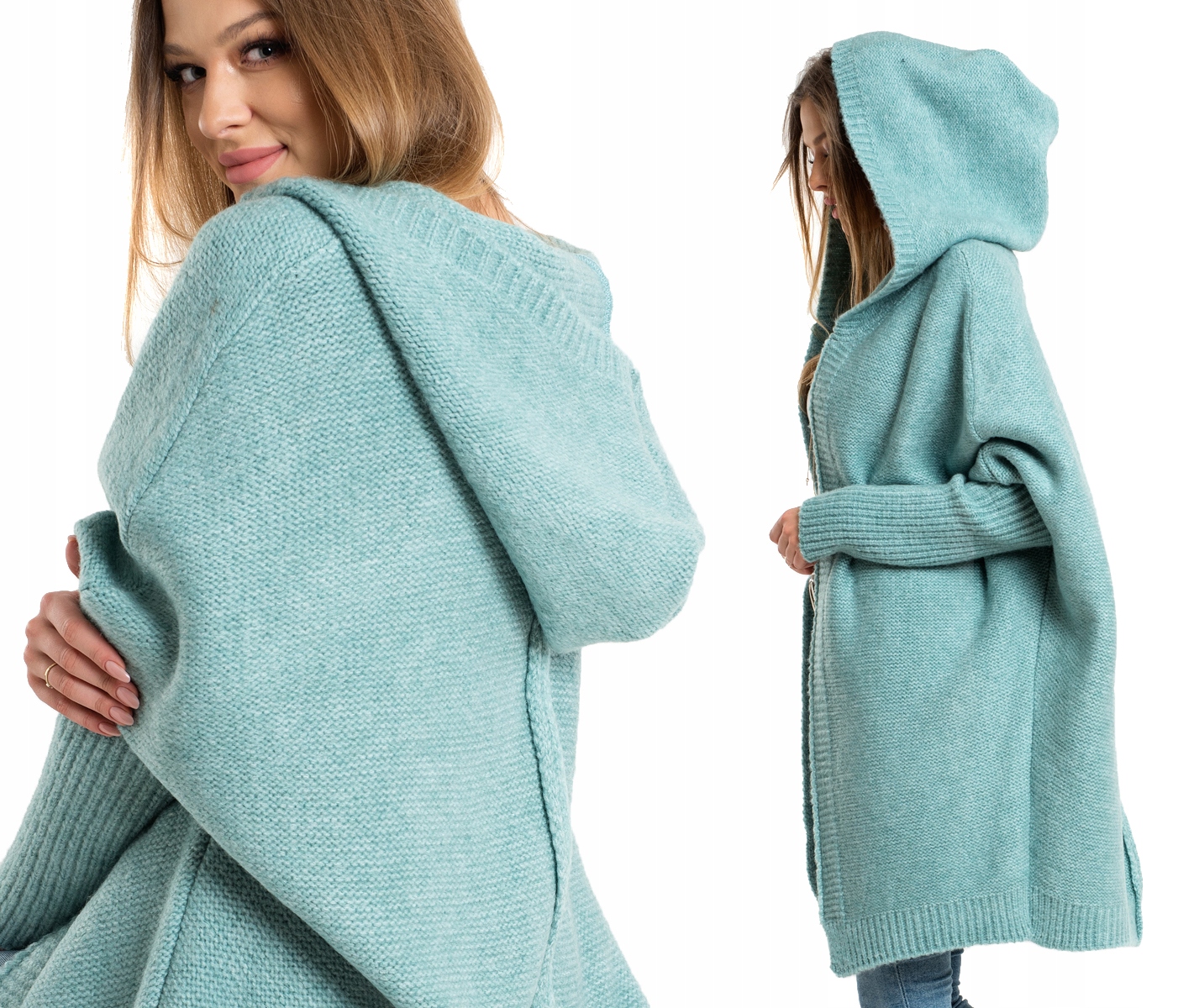 NEIRO LUŹNY SWETER KARDIGAN Z KAPTUREM XS/S 14318243807 - Allegro.pl