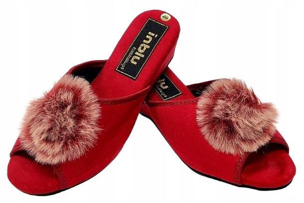 PAPUČE ŠĽAPKY TALIANSKE INBLU S BRMBOLCOM KOTURNA BORDÓ R 41 V 25,70 CM ...