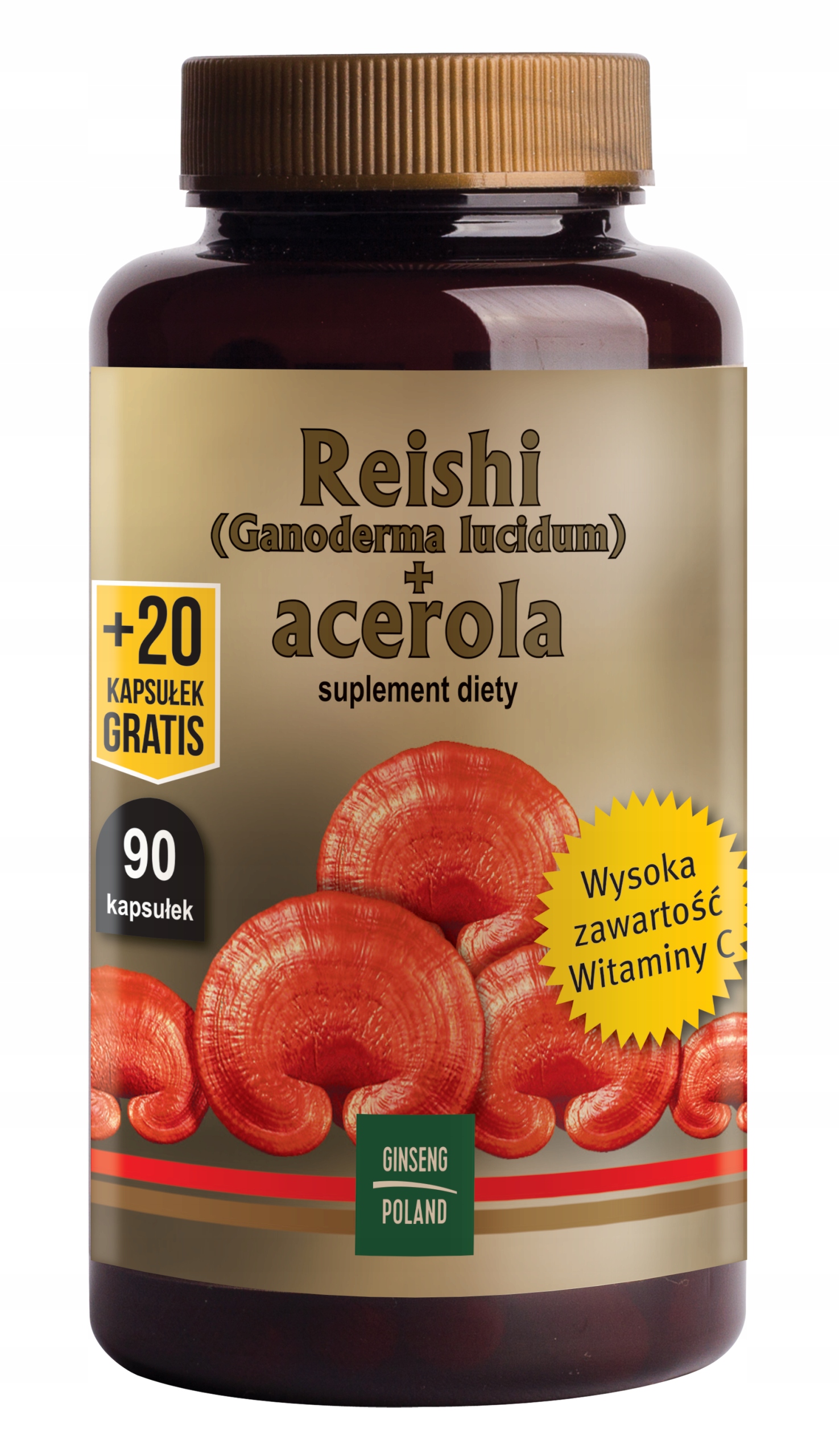 Suplement diety Adaptogen Reishi + Acerola 90 kapsułek (8424409319334 ...