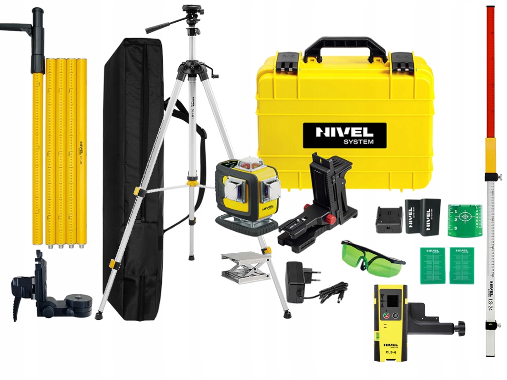 NIVEL SYSTEM LASER KRZYŻOWY CL4D-G+STATYW SJJM1+TYCZKA LP-36+ŁATA LS24 ...
