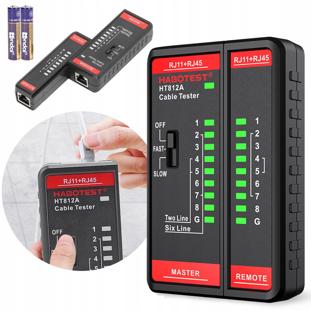 TESTER PRZEWODÓW SIECIOWYCH RJ11 RJ45 LAN 8P 6P 4P 2P I POMIAR ...