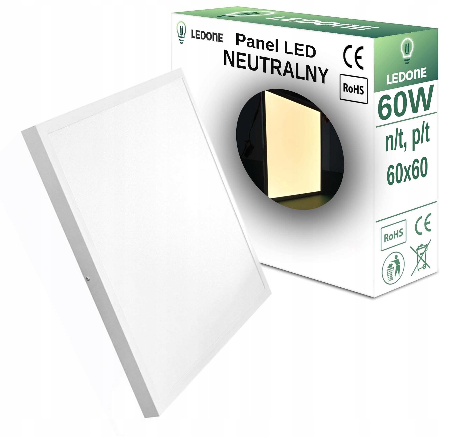 Panel LED 60W 60x60 60W oprawa 2w1 natynk podtynk (5904261954063 ...