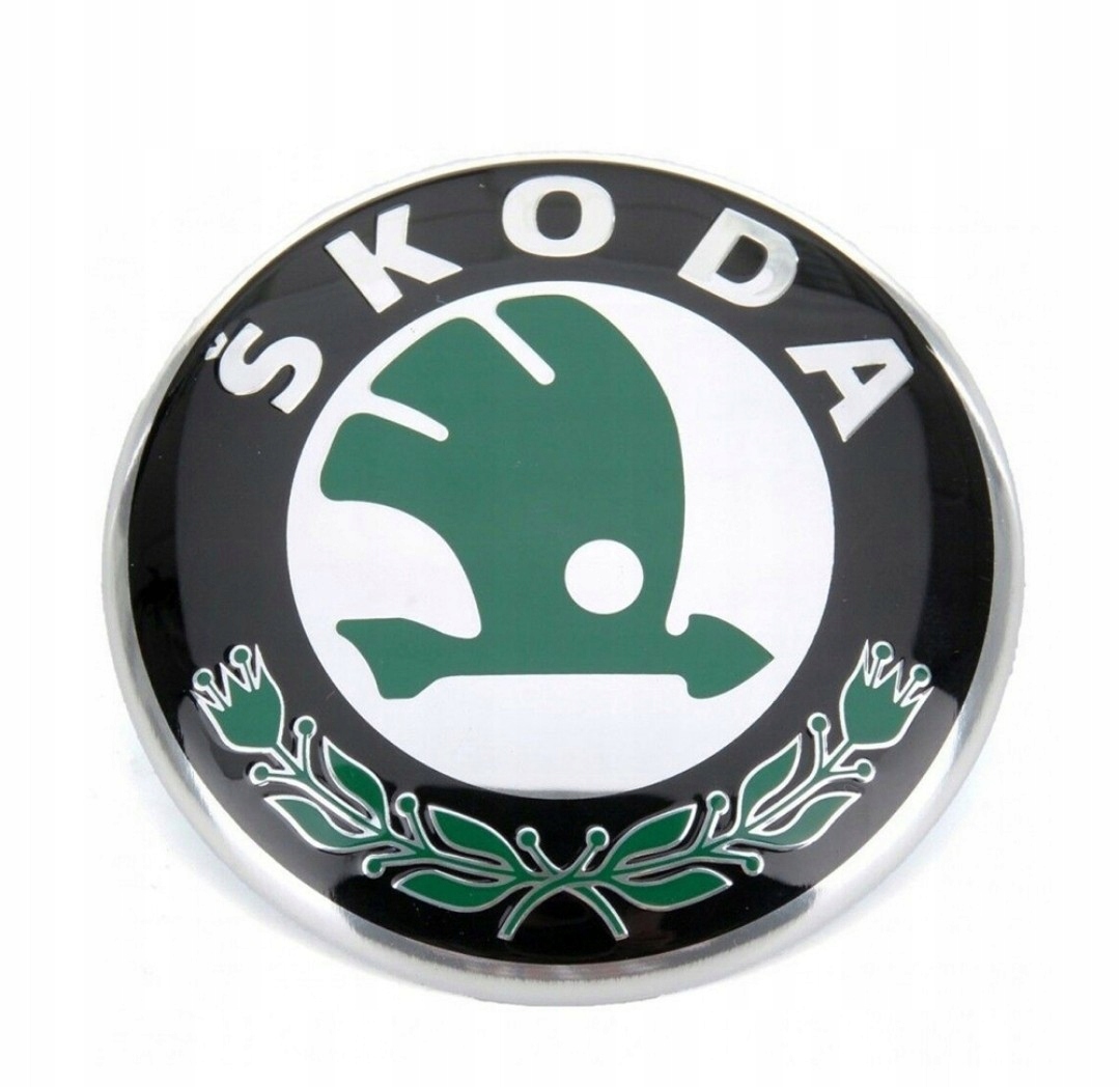 SKODA EMBLEMAT ZNACZEK LOGO SYMBOL 79mm NA MASKĘ KLAPĘ OCTAVIA FABIA ...