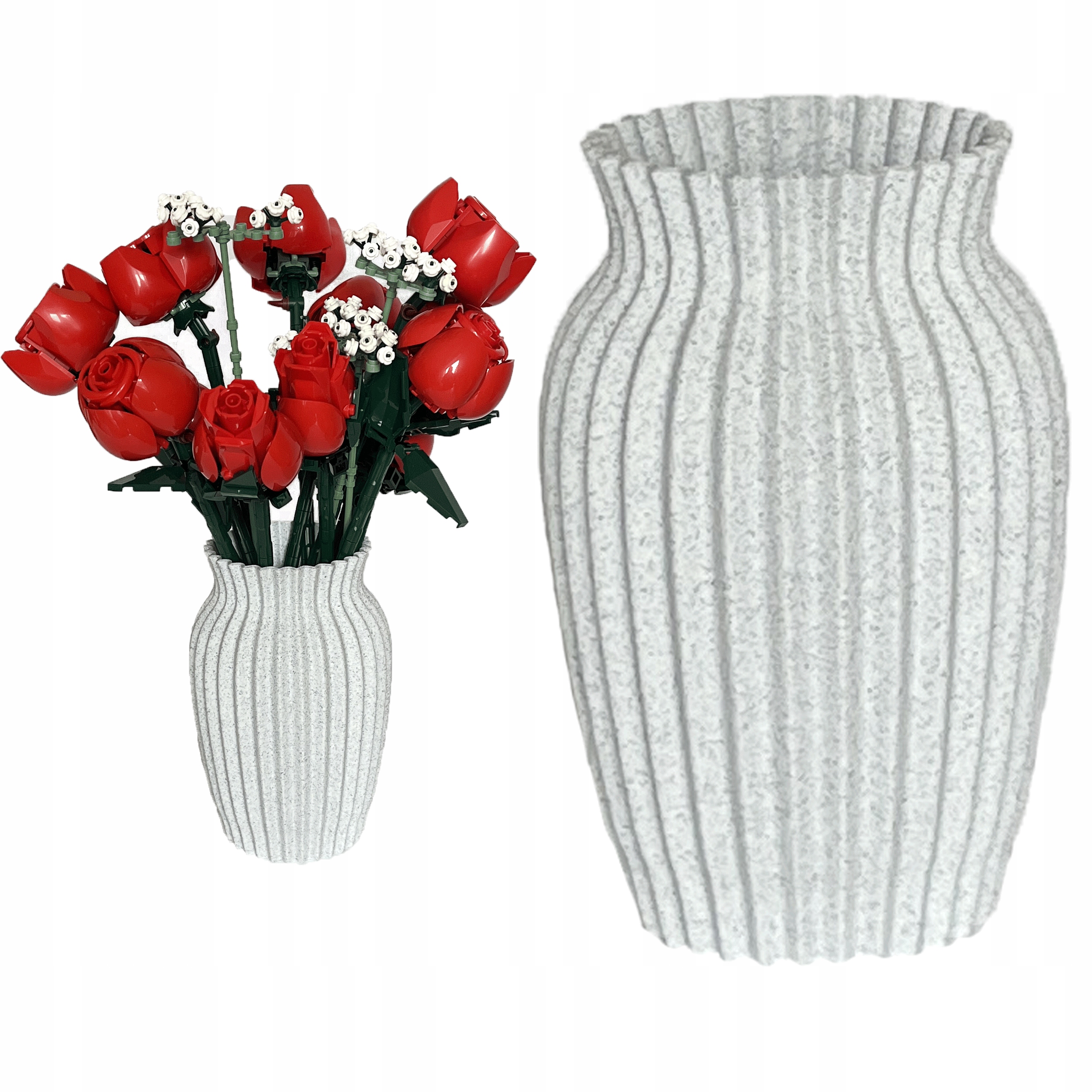 Wazon flakon imitujący marmur na kwiaty LEGO ICONS 10328 - Bukiet Róż ...