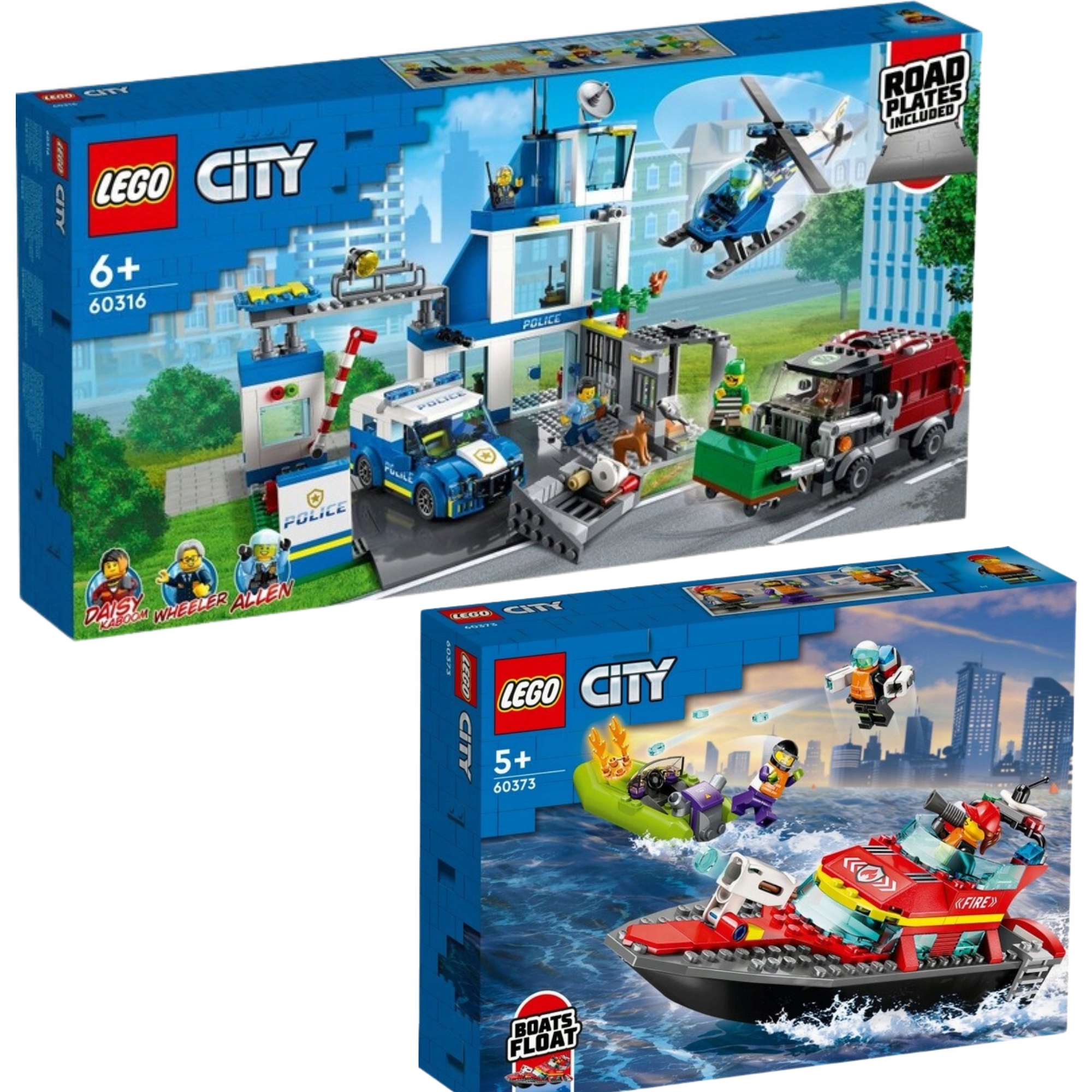 LEGO City 60316 Posterunek policji 60373 Łódź strażacka (4895202218584 ...