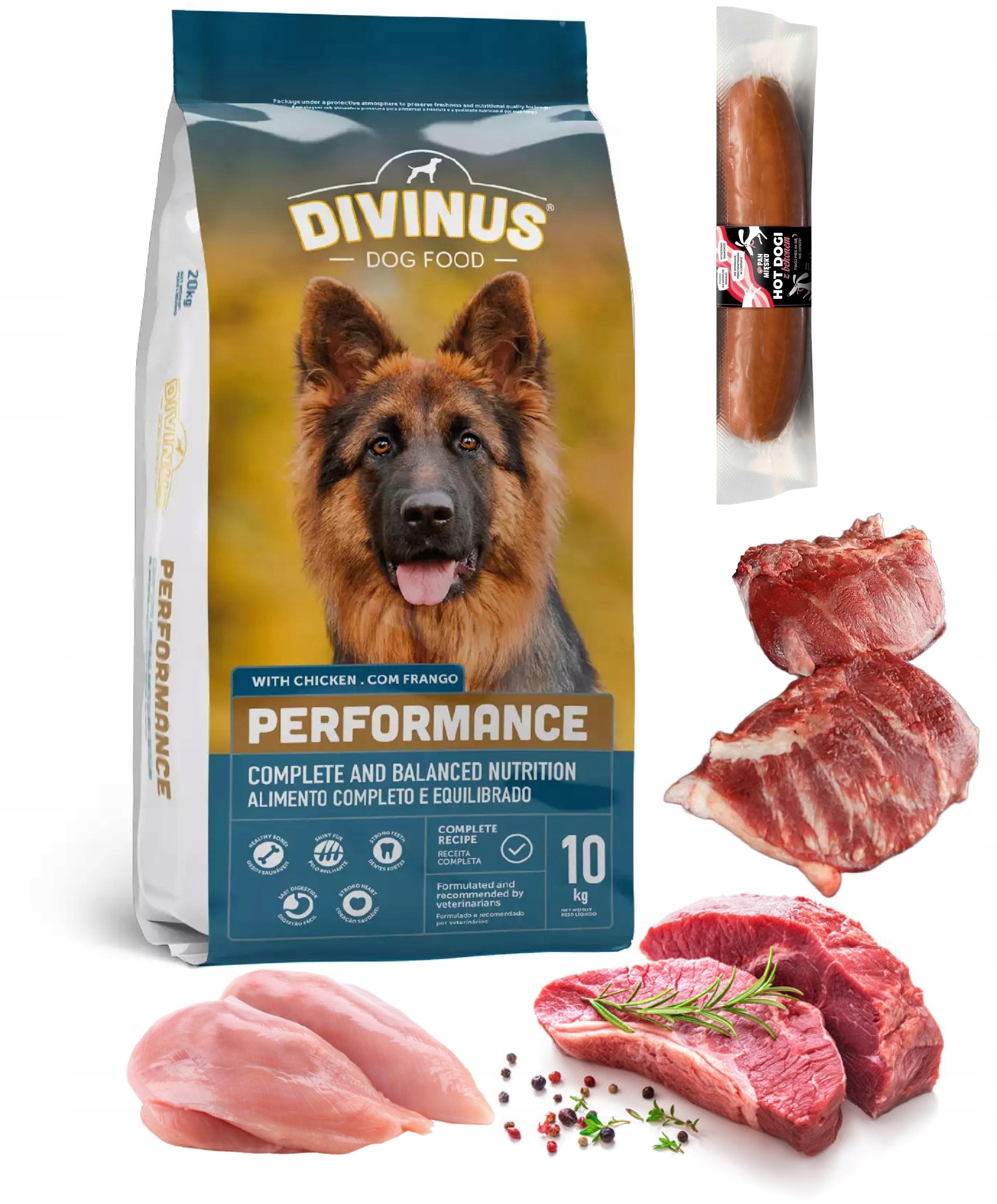Karma sucha dla PSA Owczarka Labradora DIVINUS Performance 10kg witaminy (5600276940526) • Cena ...