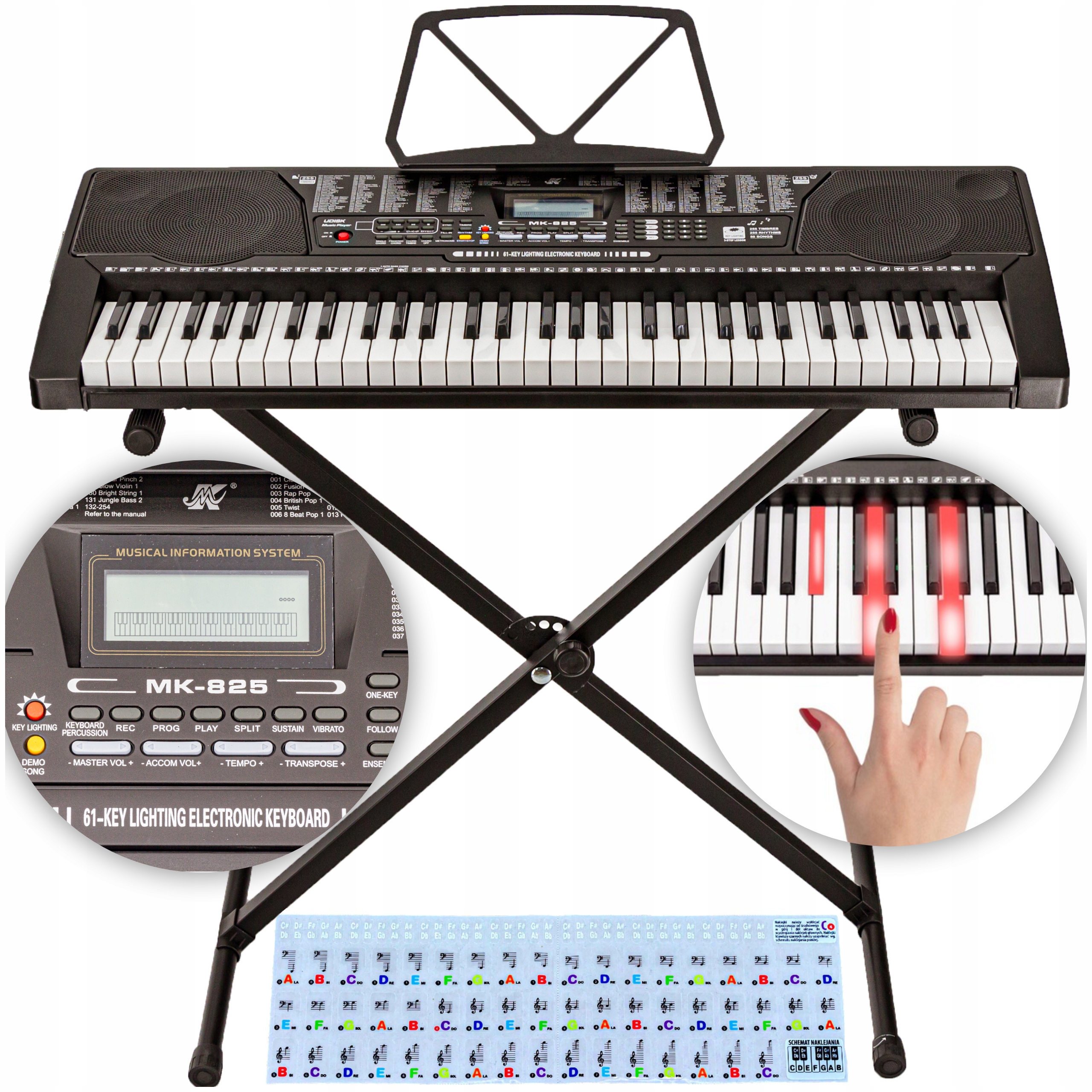 Keyboard Meike Keyboard ze statywem Stojak na Nuty Naklejki • Opinie ...