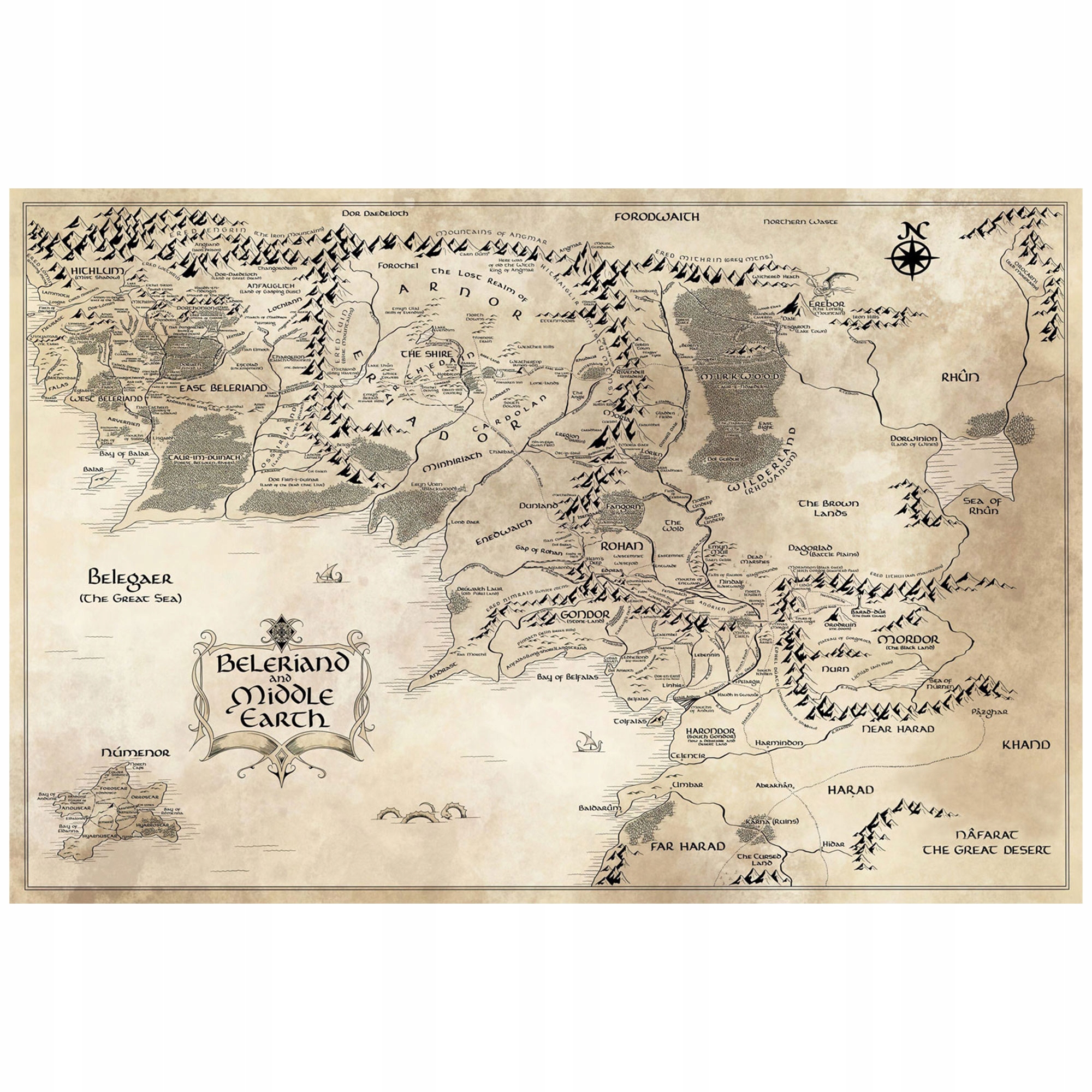 Plakát Mapa Středozemě Tolkien Middle Earth Map A1+ za 633 Kč - Allegro