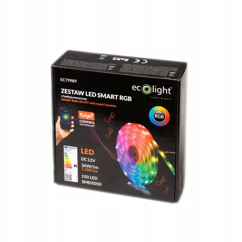 Ecolight TAŚMA LED SMART ZESTAW 7.2W/m RGB IP20 /5m/ EC79989 Sklep ...
