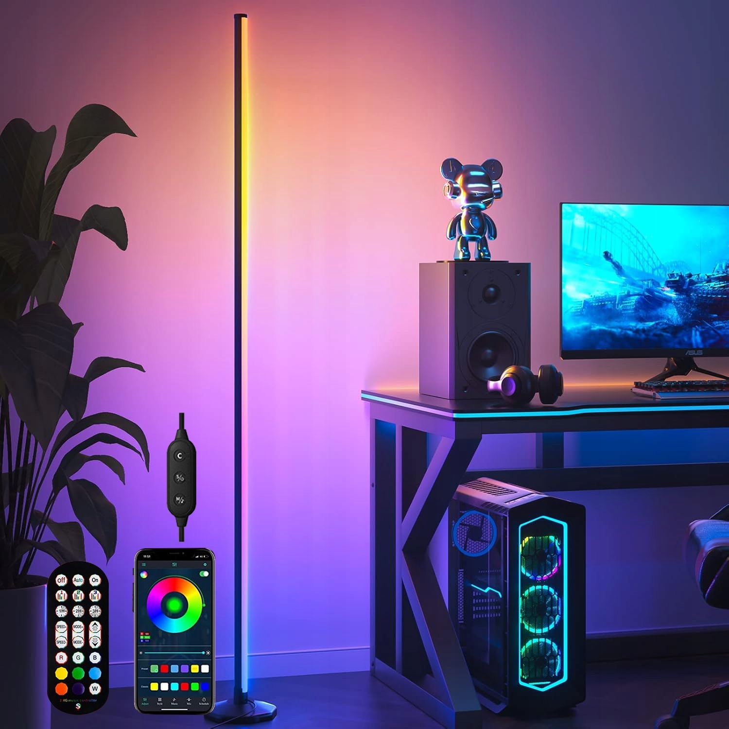3D LAMPA PODŁOGOWA STOJĄCA NAROŻNIKOWA LED NAROŻNA RGB SYMPHONY APP ...