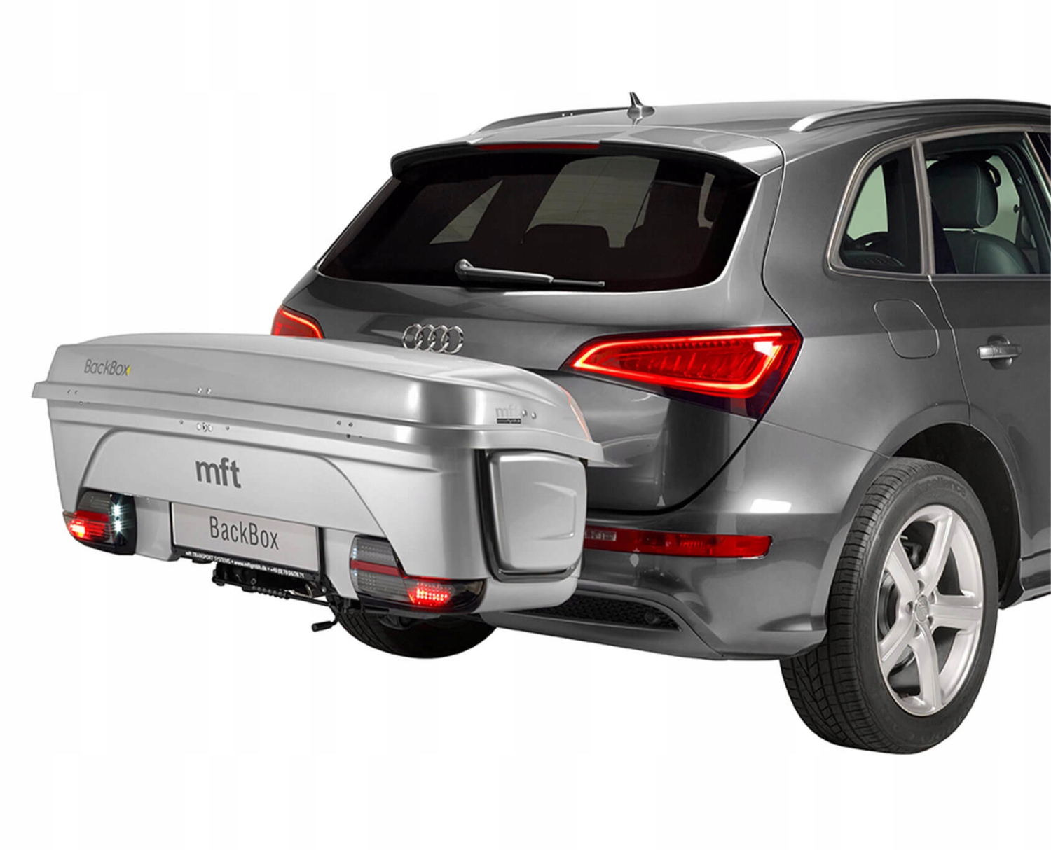 BAGAŻNIK NARCIARSKI NA HAK BOX KUFER BACKBOX MFT SREBRNY 300L ...