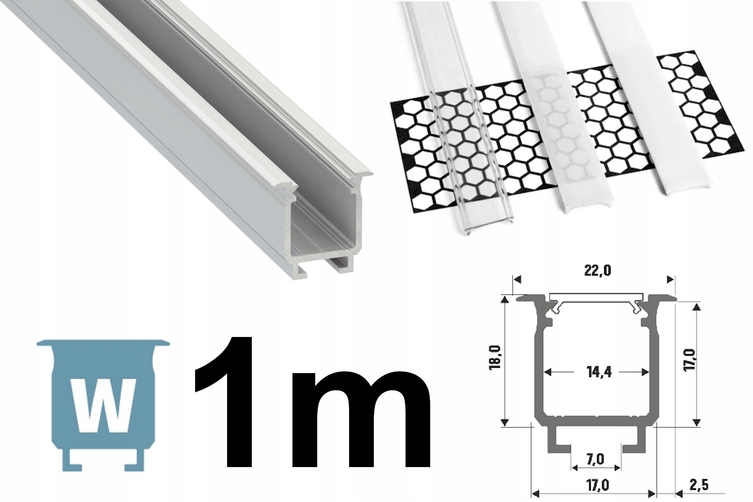 PROFIL LED DO PŁYT GIPS KARTON W+KLOSZ 1m SREBRNY • Cena, Opinie ...