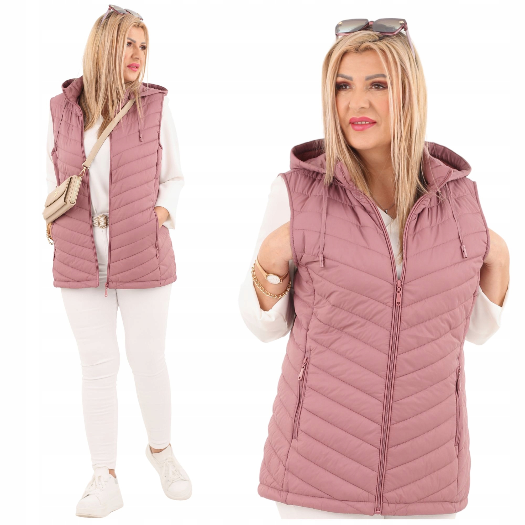 KAMIZELKA PIKOWANA DAMSKA PRZEJŚCIOWA DUŻE ROZMIARY BEZRĘKAWNIK Z ...