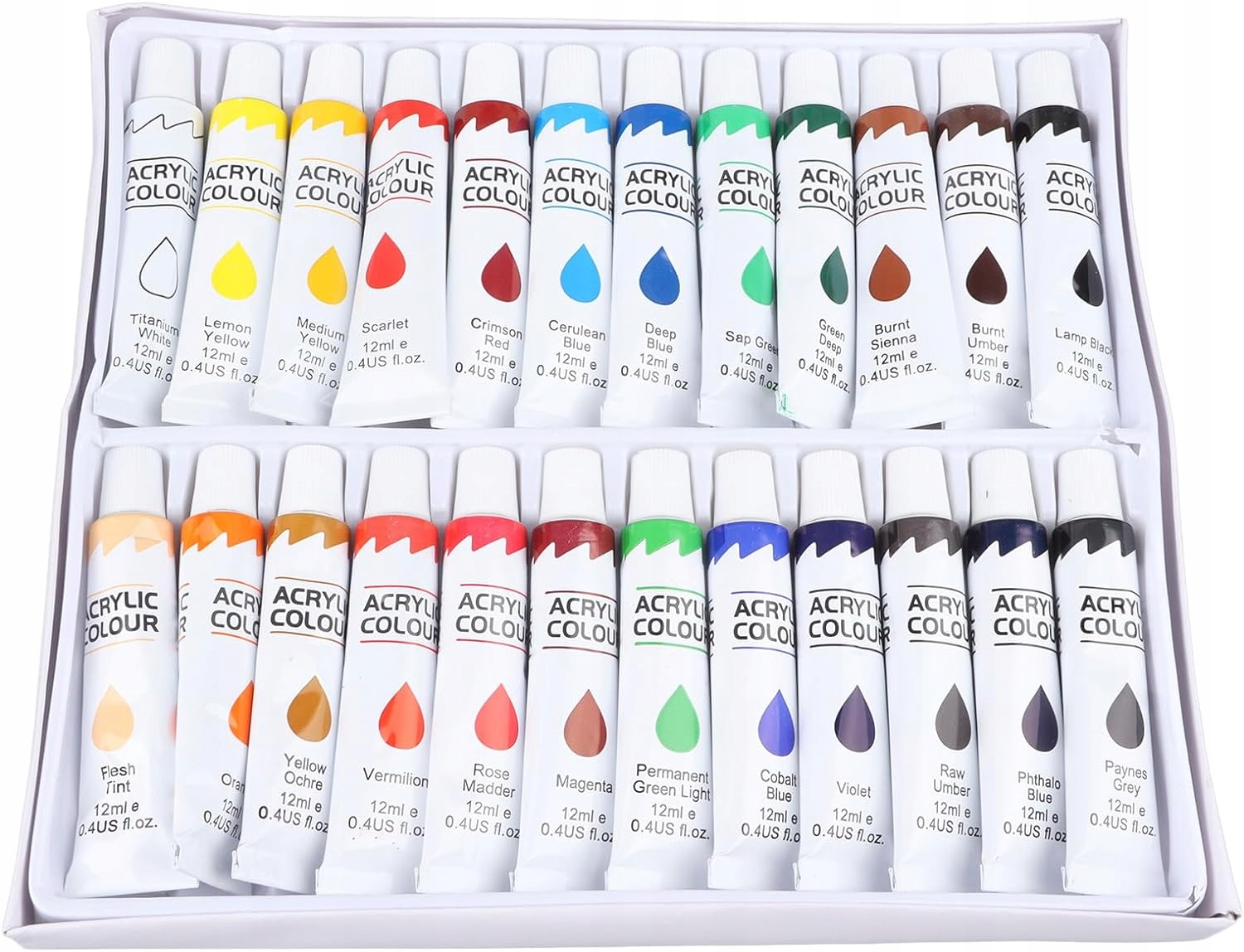 UMĚLECKÉ AKRYLOVÉ BARVY V TUBÁCH SADA AKRYLOVÝCH BAREV 24 ks x 12 ml ...