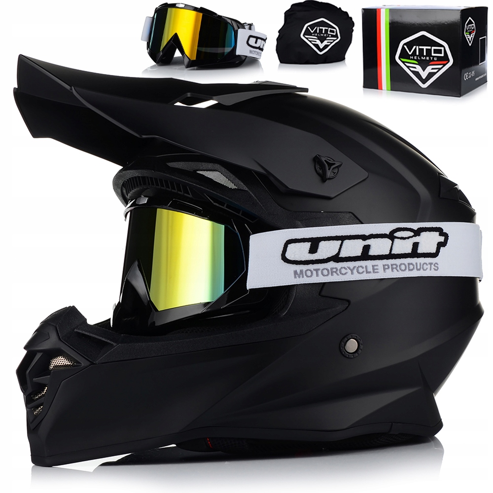 MOTORKERÉKPÁR SISAK | VITO TIVOLI MATT + SZEMÜVEG | OFF-ROAD ENDURO ...