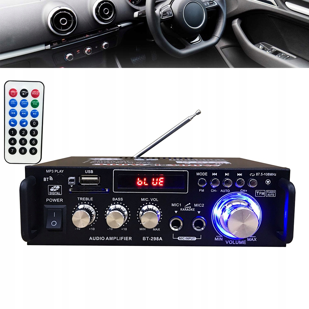 600W AMPLITUNER WZMACNIACZ STEREO BLUETOOTH RADIO BT-298A - Sklep, Opinie, Cena w Allegro.pl