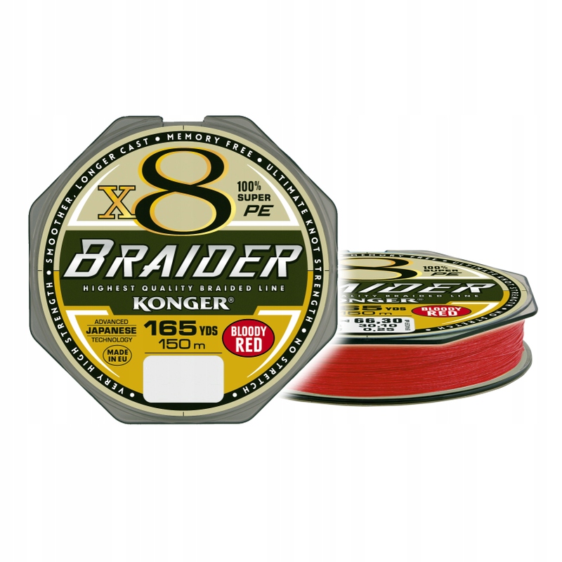 Plecionka Konger Braider X8 Bloody Red 0,06 mm x 150 m - 5901393204844 ...