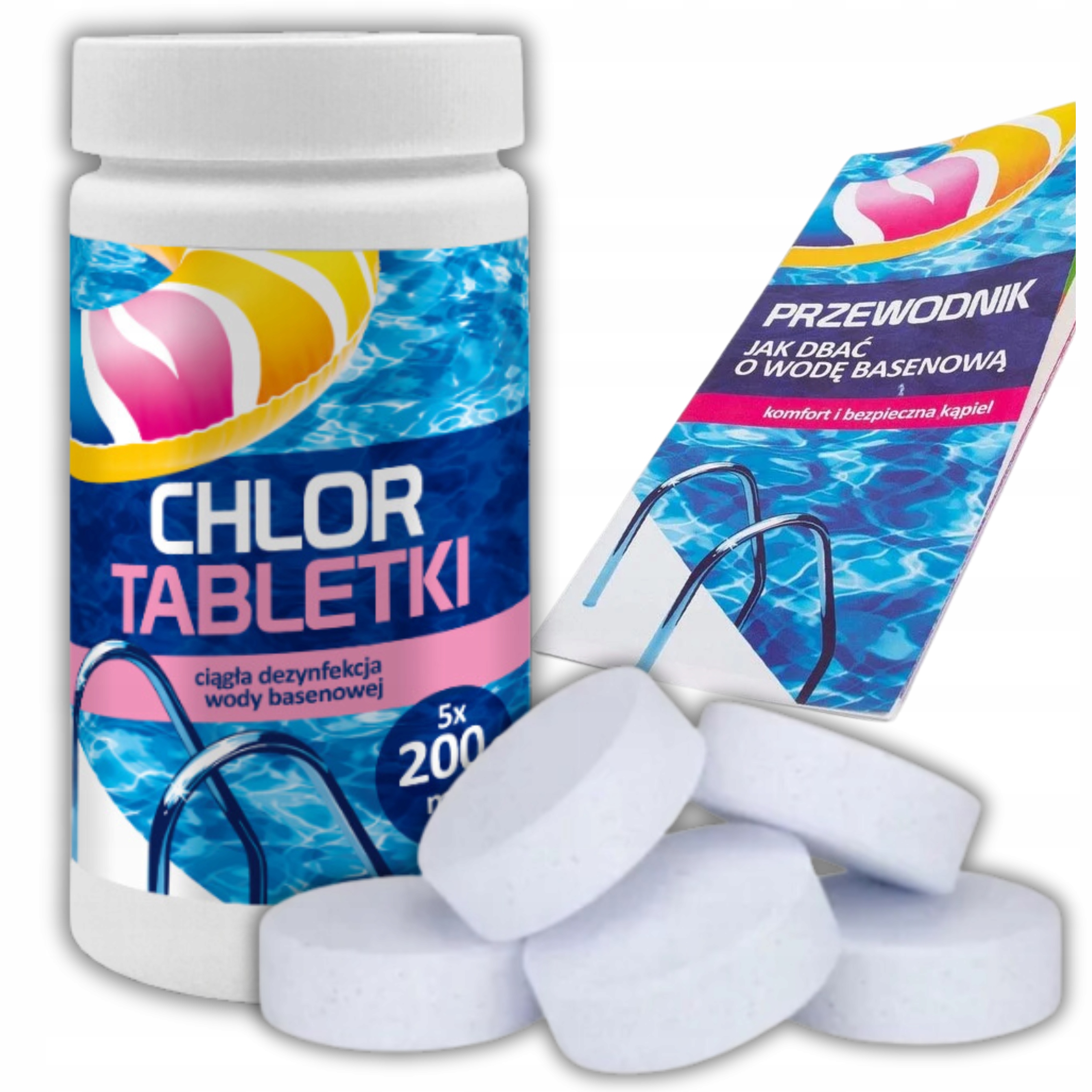 CHLOR TABLETKI 1KG 5X 200G CHLOROWE DUŻE CHEMIA BASENOWA GAMIX ...