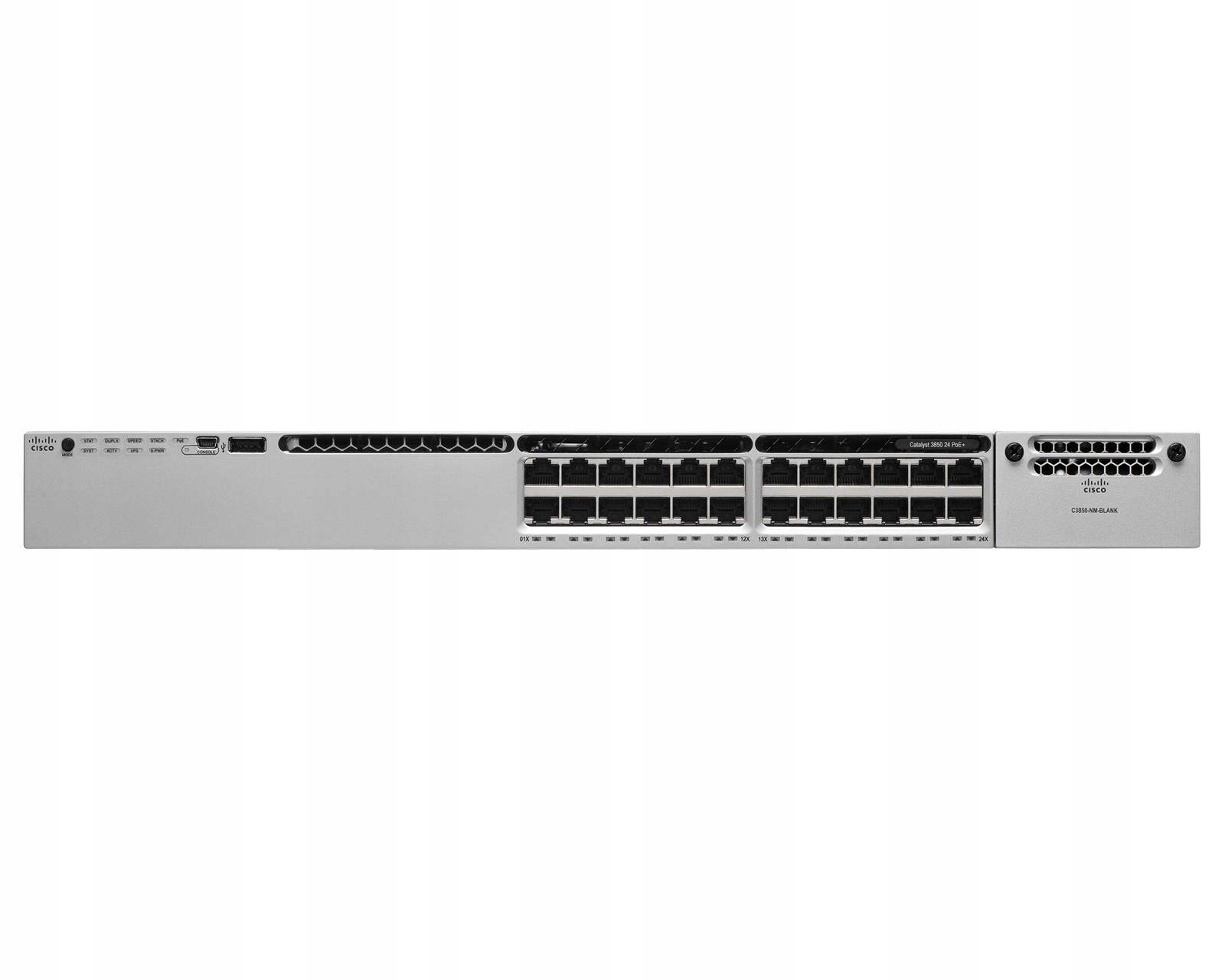 WS-C3850-24P-L Switch CISCO 24x1G RJ45 PoE+ 435W LAN Base L2 1U Stack ...