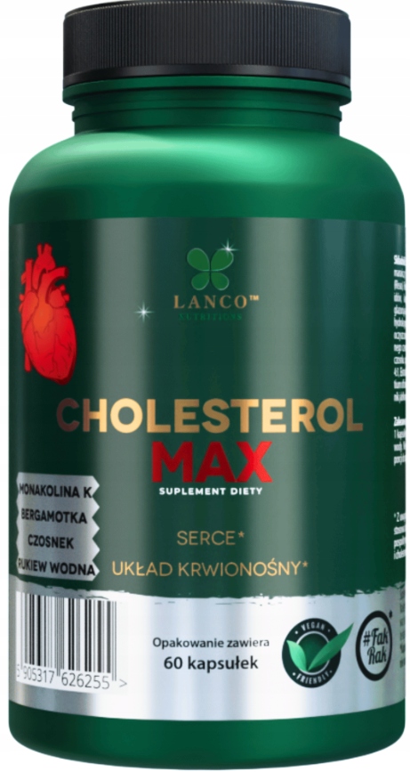 LANCO CHOLESTEROL MAX monakolina czerwony ryż LDL HDL 60 kapsułek ...