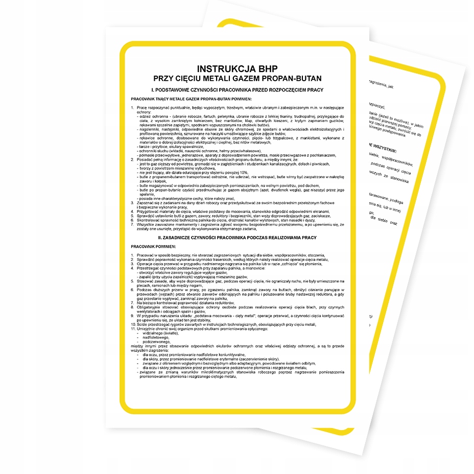 TABLICZKA INSTRUKCJA BHP PRZY CIĘCIU METALI GAZEM (5904261145737 ...