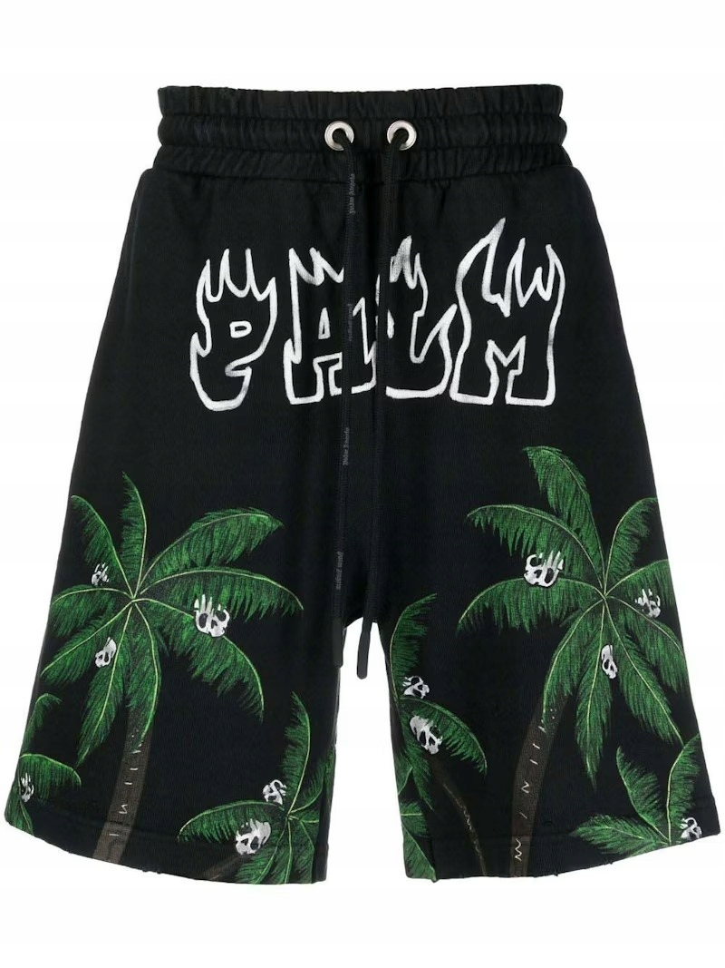 Palm Angels Palms & Skull Vintage Sweatshorts Black/Green spodenki roz ...