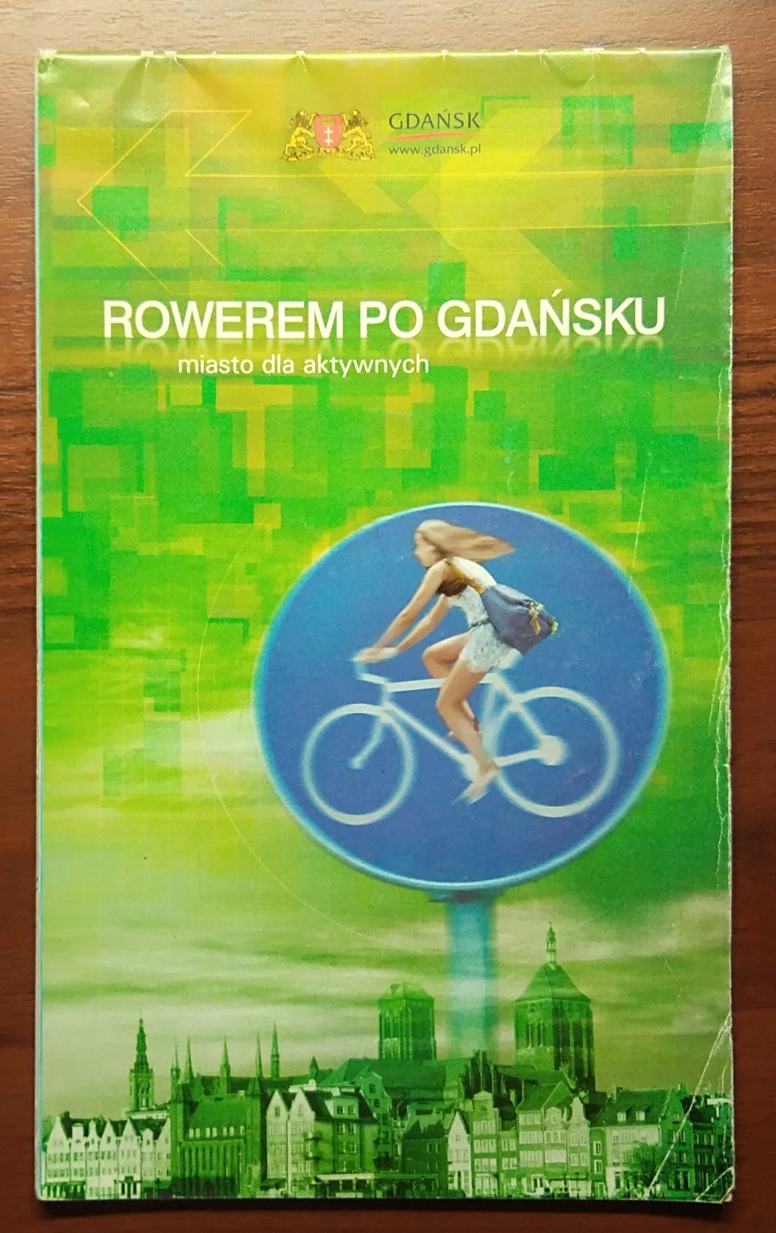Mapa GDAŃSK plan miasta mapa rowerowa. Rowerem po Gdańsku, miasto dla aktywnych. 13,5 x 22,5 cm ...