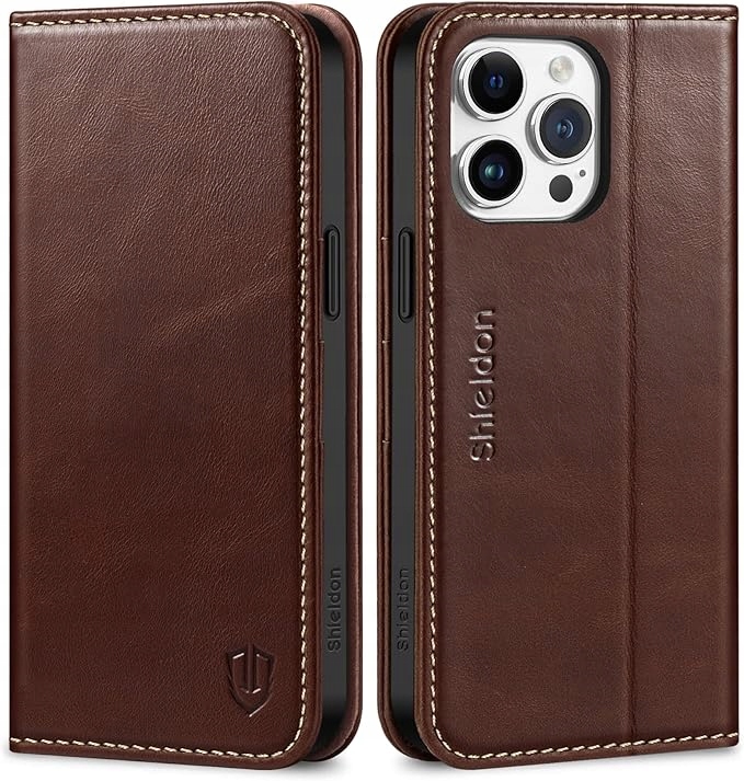 Etui z klapką Shieldon do Apple iPhone 15 Pro Max brązowy - Sklep ...